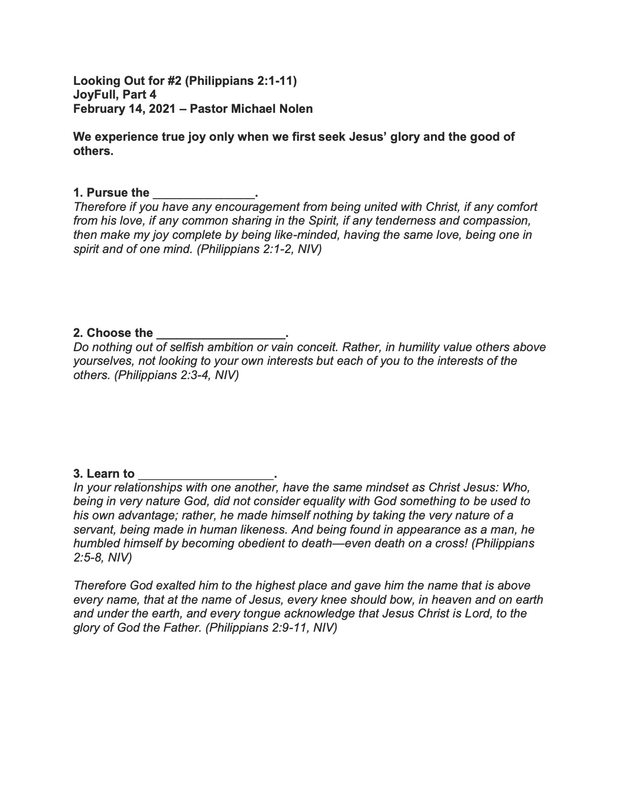 2 14 Sermon Outline JoyFull Part 4 Looking Out For 2 Southwinds